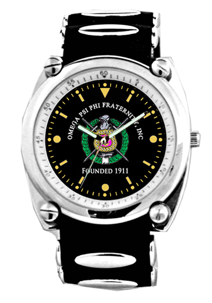 Omega Psi Phi Fraternity Black & Chrome Mega Watch