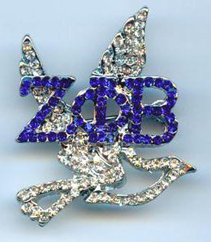 ZETA PHI BETA Crystal Dove-Letter Pin